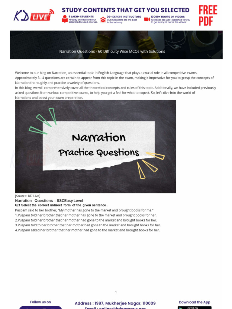 Narration Question | PDF