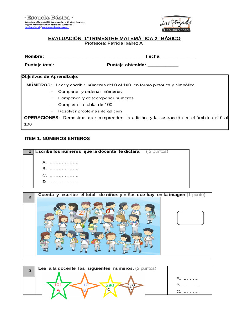 Prueba Trimestral - Matemática 2° Grupo B | PDF | Matemáticas