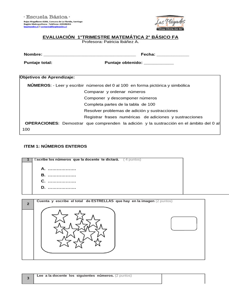 Prueba Trimestral - Matemática 2° Grupo A | PDF | Matemáticas