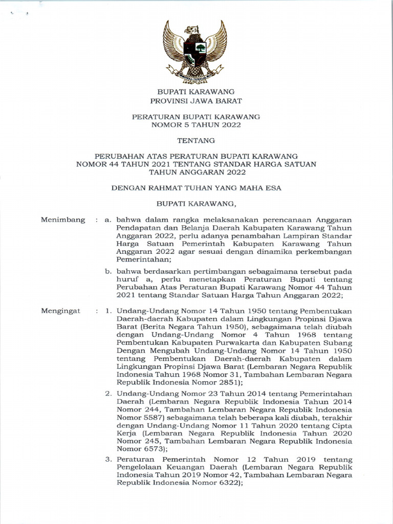 Perbup 5 Tahun 2022 | PDF