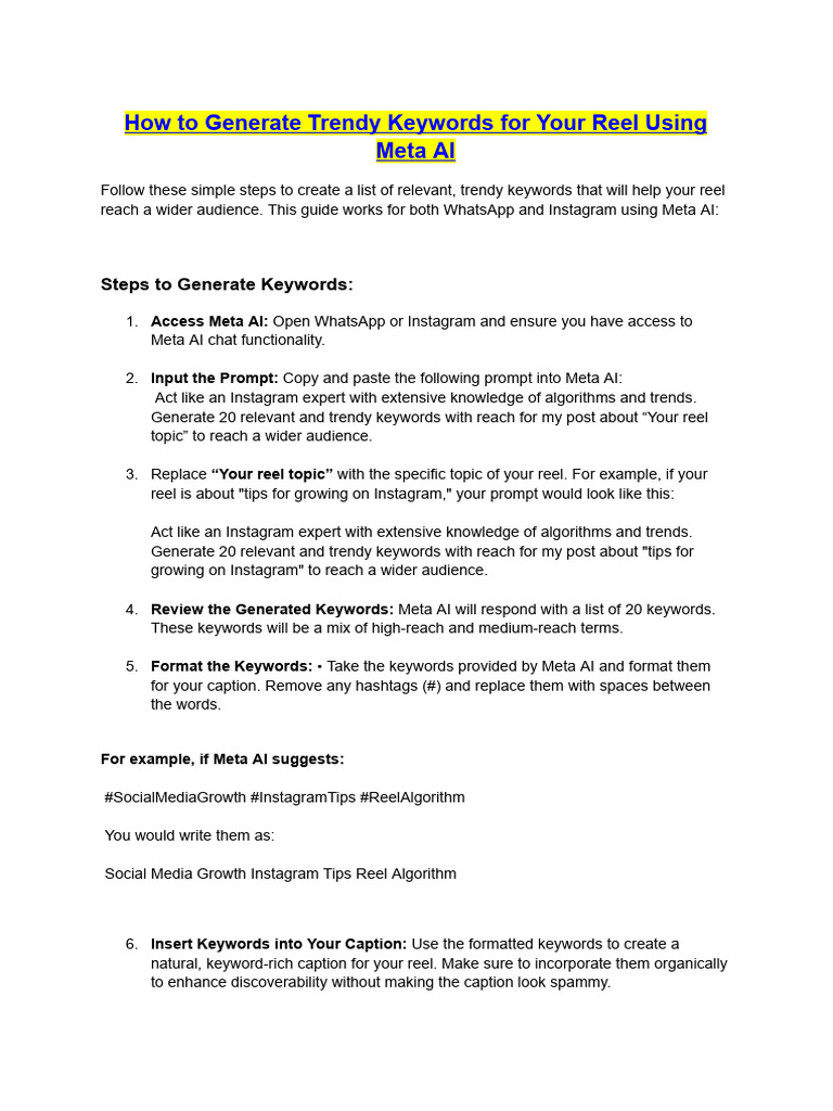 How To Generate Trendy Keywords For Your Reel Using Meta AI 2025 30 01 ...