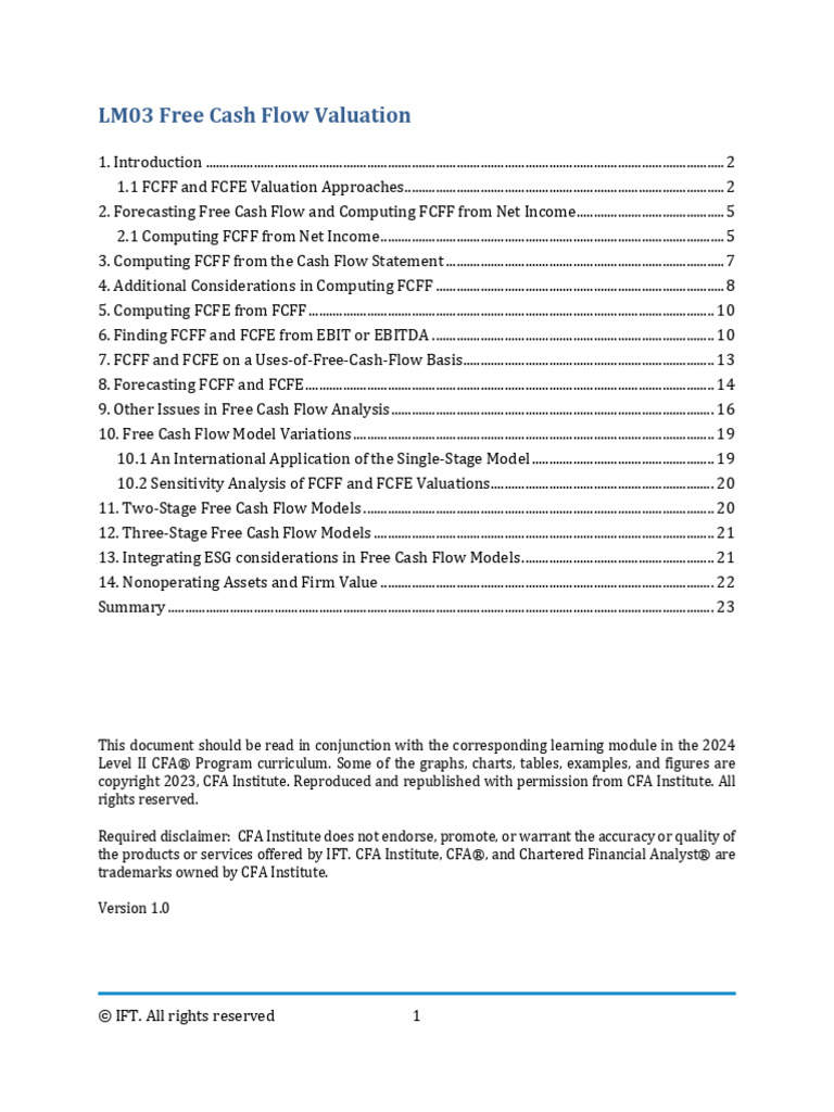 LM03 Free Cash Flow Valuation IFT Notes | PDF | Free Cash Flow ...