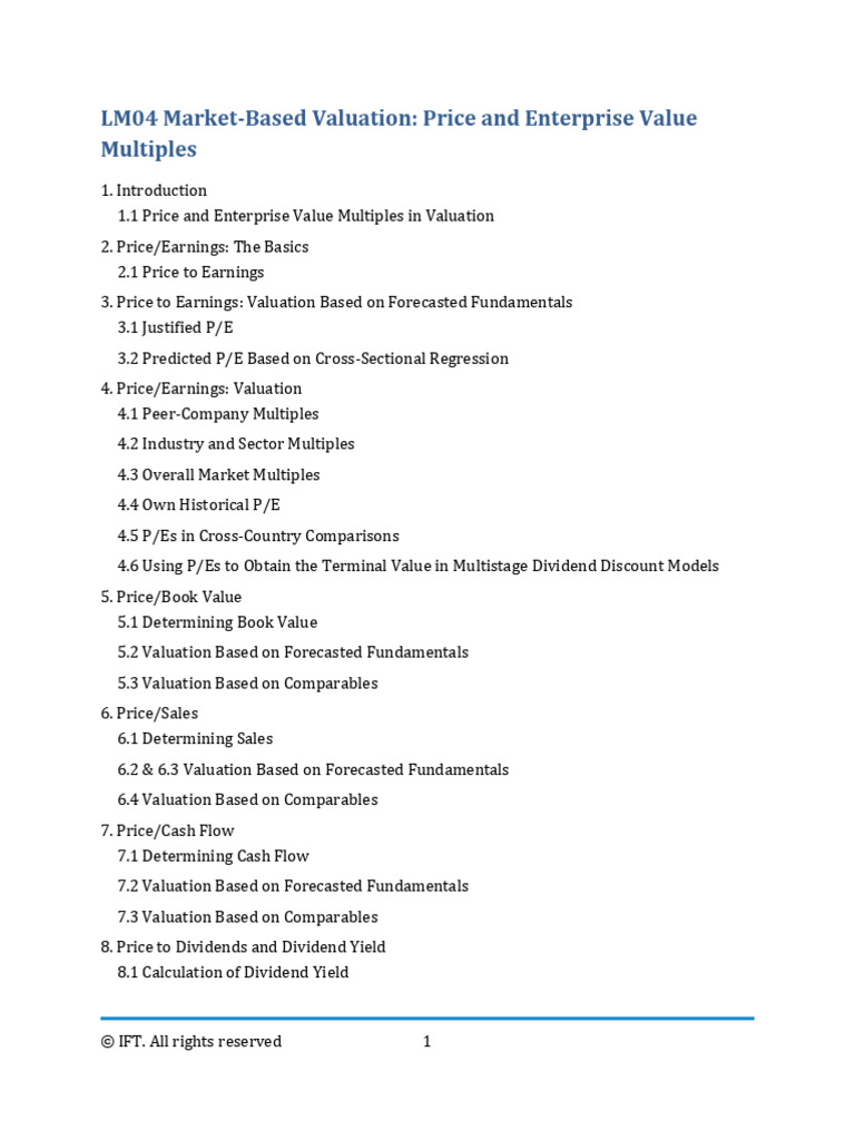Market-Based Valuation Multiples Guide | PDF | Price–Earnings Ratio ...
