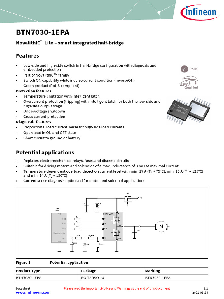 Infineon BTN7030 1EPA DataSheet v01 - 01 EN | PDF | Power Supply | Electrical Equipment