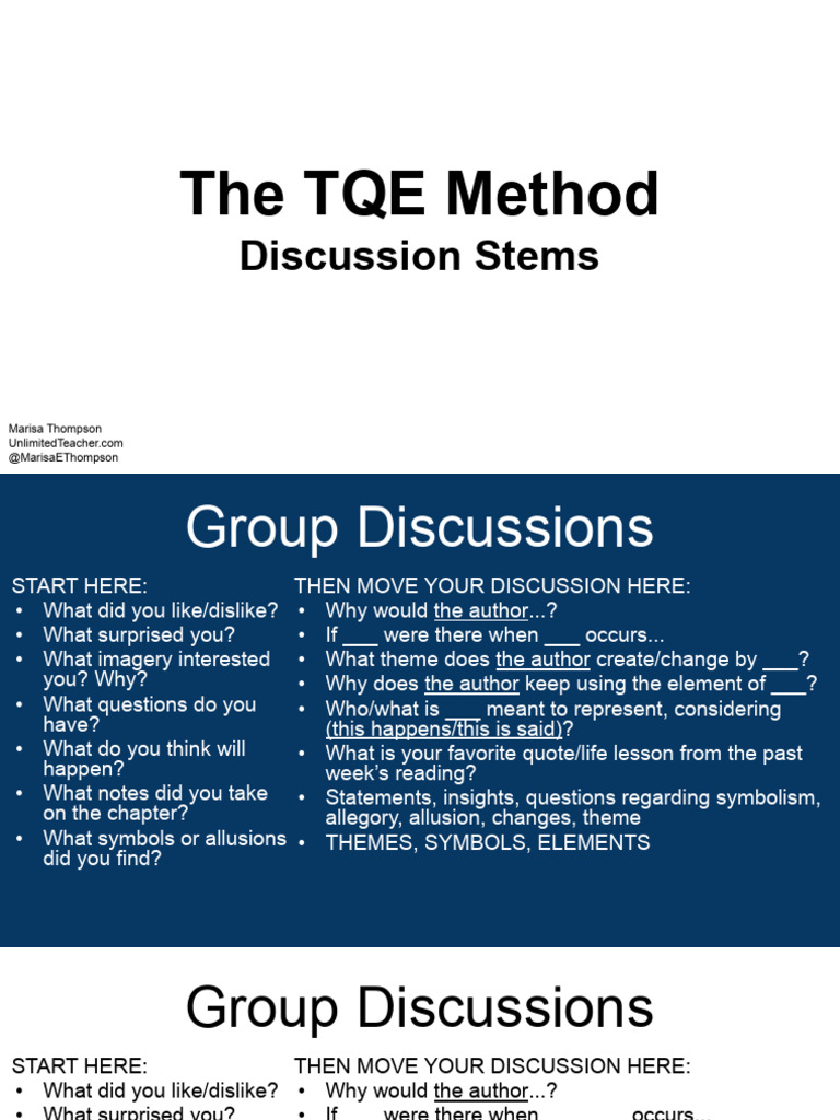 The TQE Method: Discussion Stems | PDF