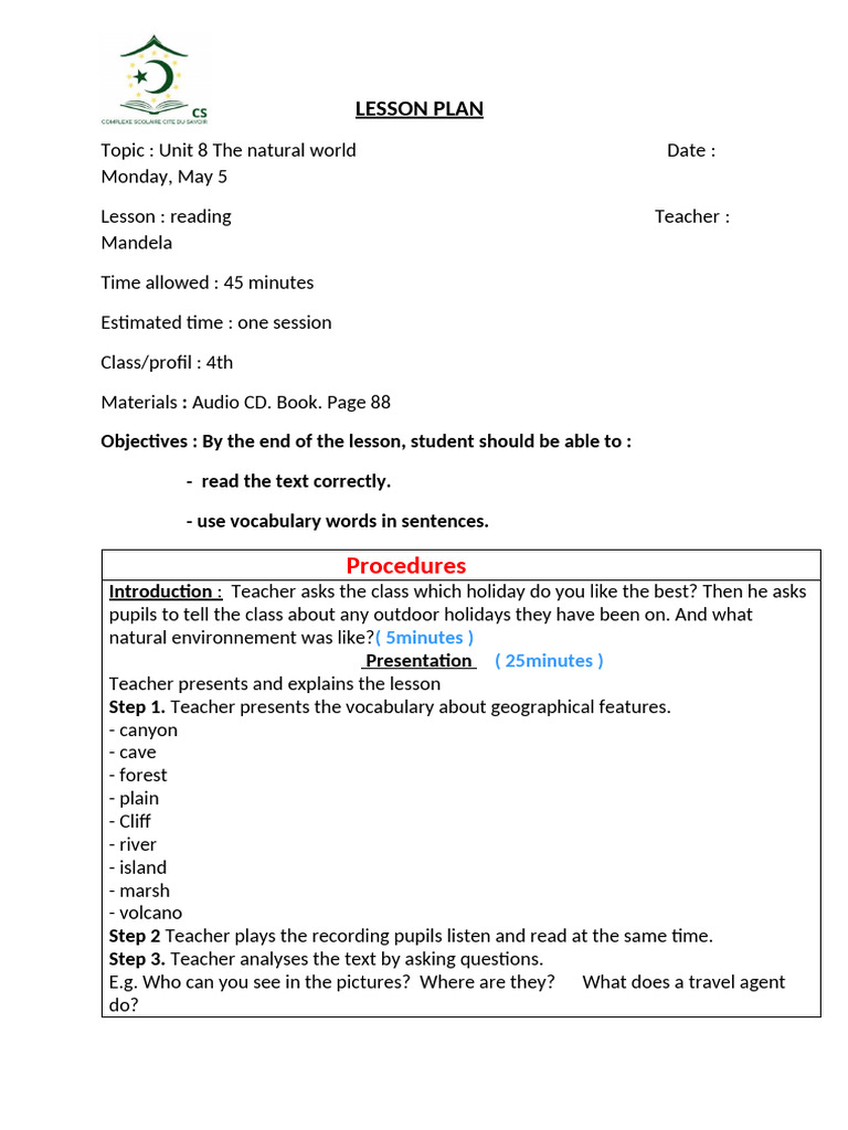 LESSON PLAN grade 4 (2) | PDF