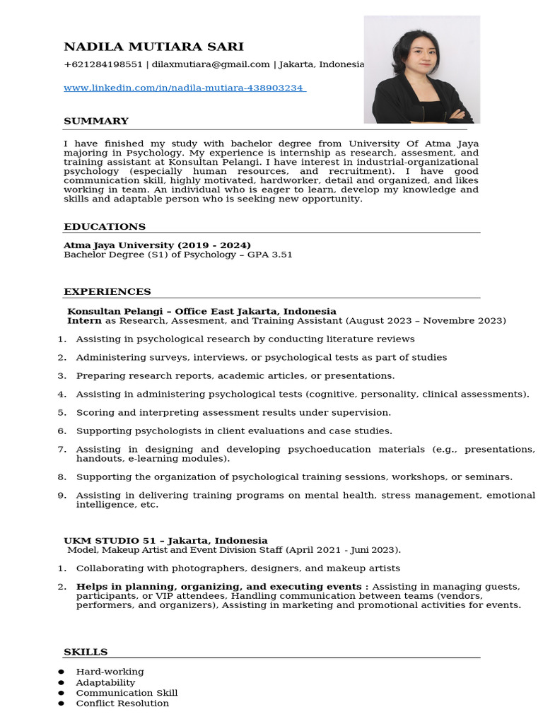 CV - Nadila Mutiara Sari 2025 | PDF