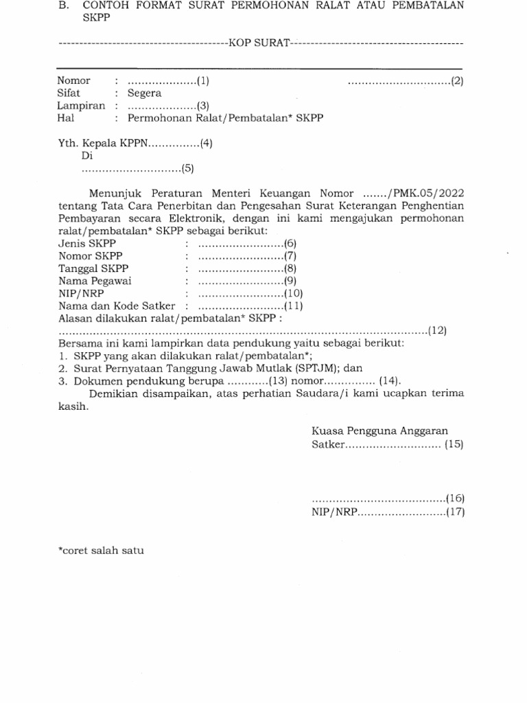 Format Ralat Batal SKPP SPTJM | PDF