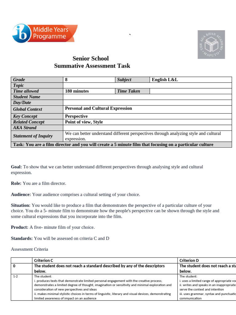 Summative Creating A Film 002 | PDF | Communication | Linguistics