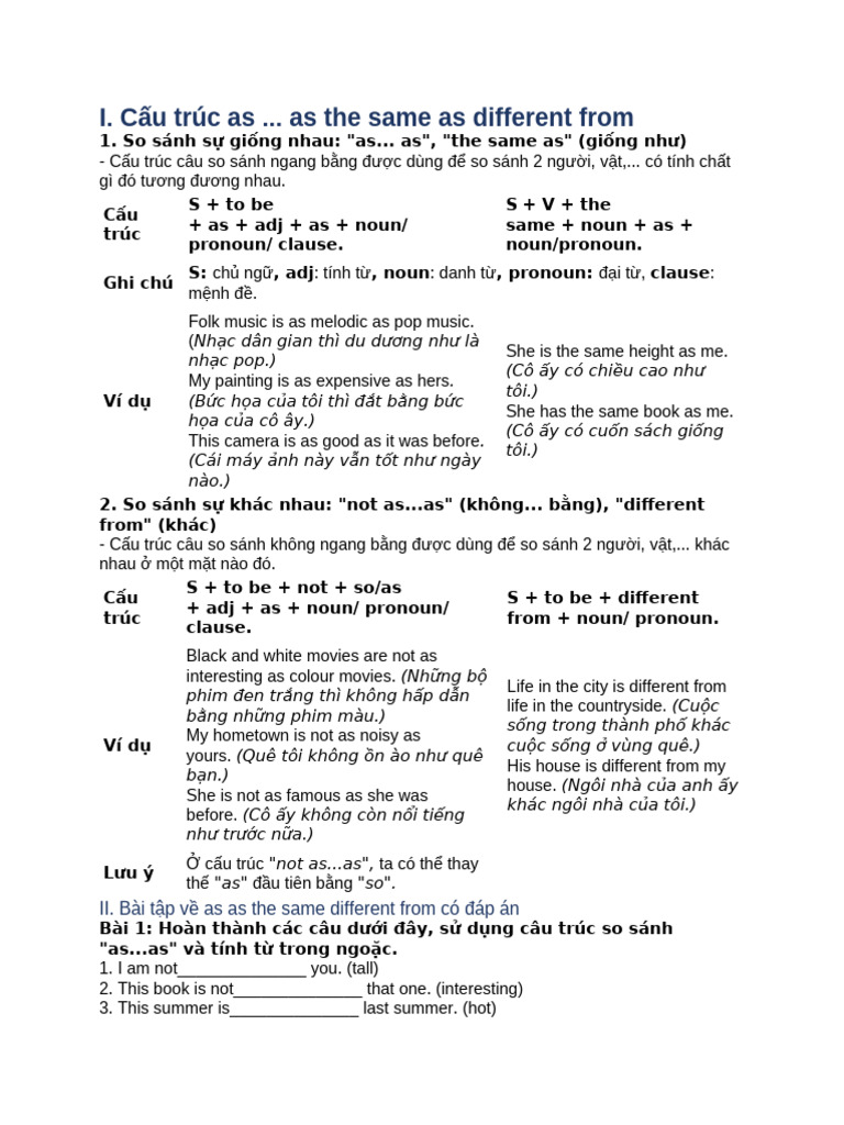 As... As, The Same As, Different From | PDF