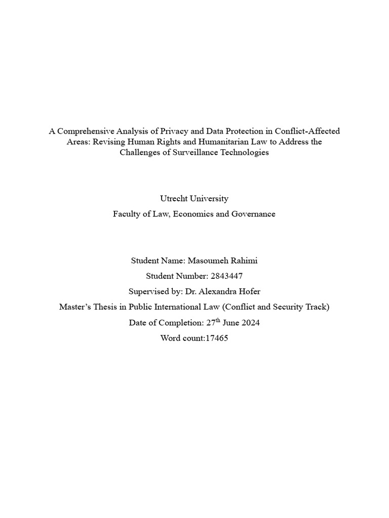 Thesis Final Version-M. Rahimi-2843447 | PDF | International Humanitarian Law | Privacy