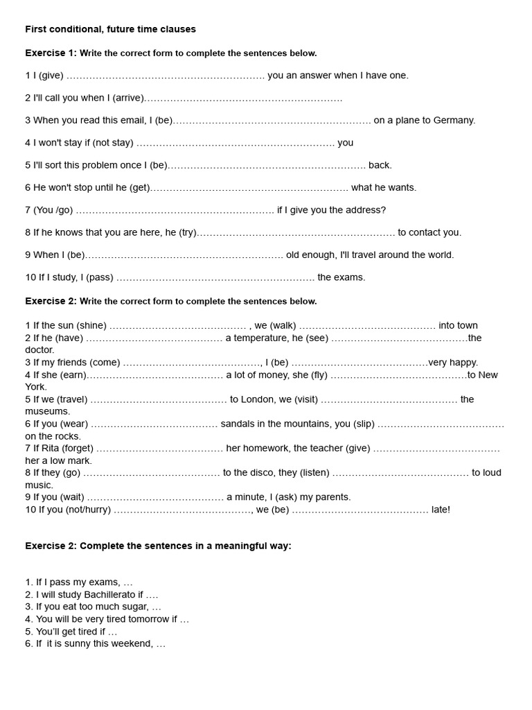 First Conditional, Future Time Clauses | PDF