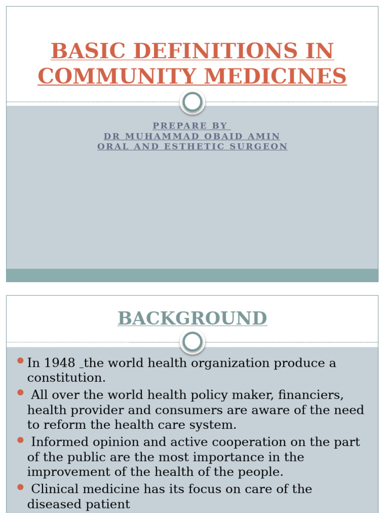 Basic Definitions in Community Medicine | PDF | Medicine | Health Care