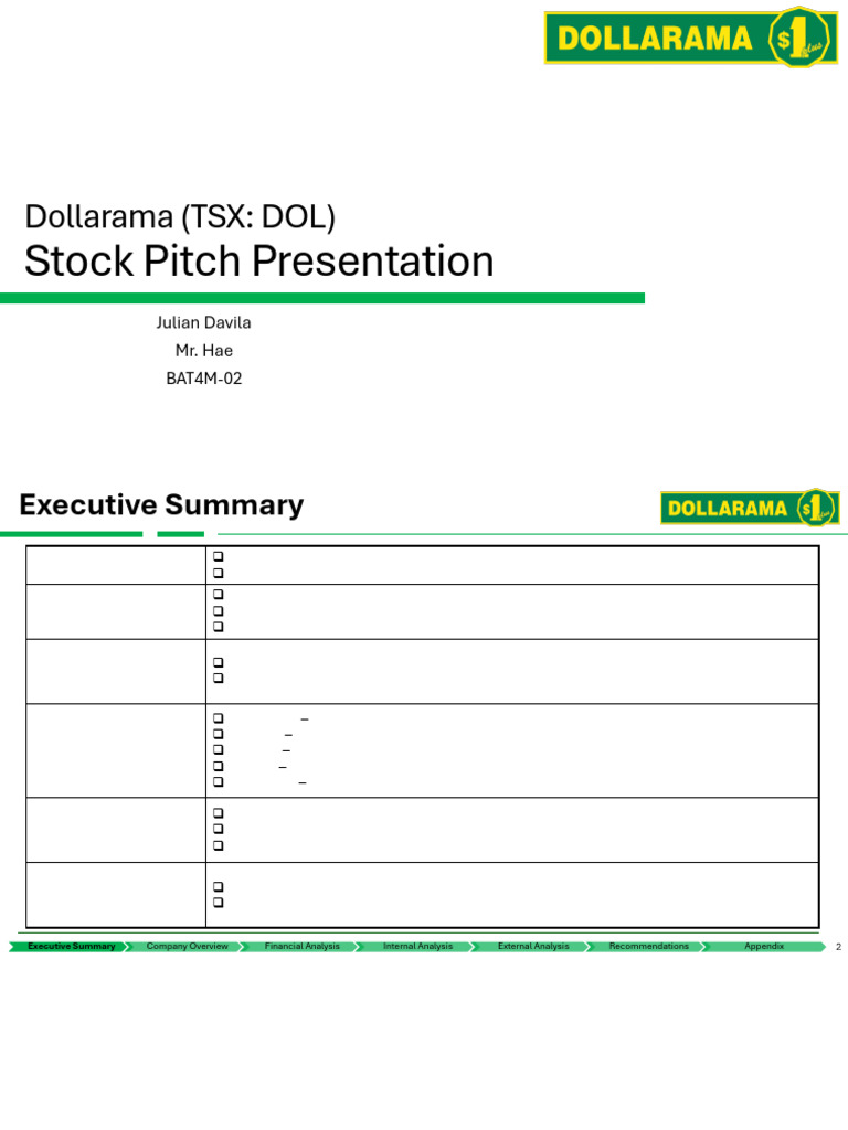 Dollarama 2024 Stock Pitch Analysis | PDF | Cost Of Living | Investing