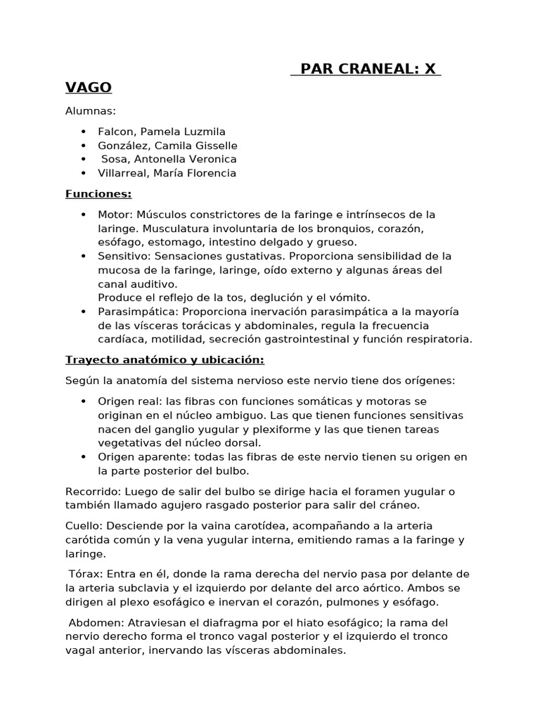 X Vago | PDF | Nervio vago | Sistema nervioso