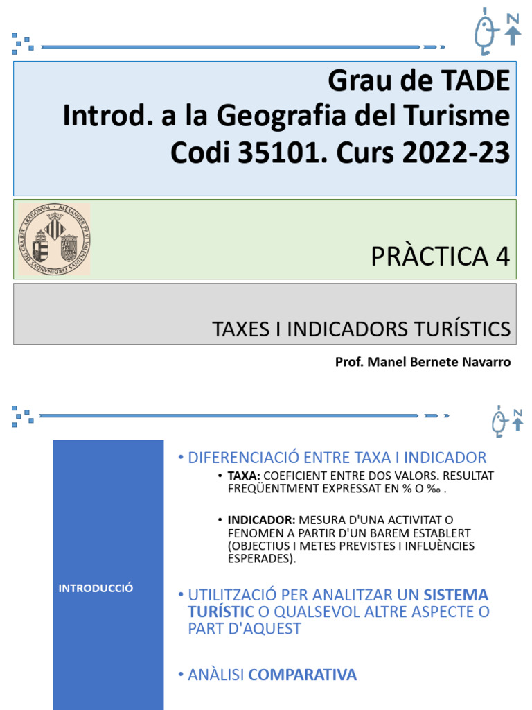 Fòrmules - Taxes I Indicadors Turística | PDF