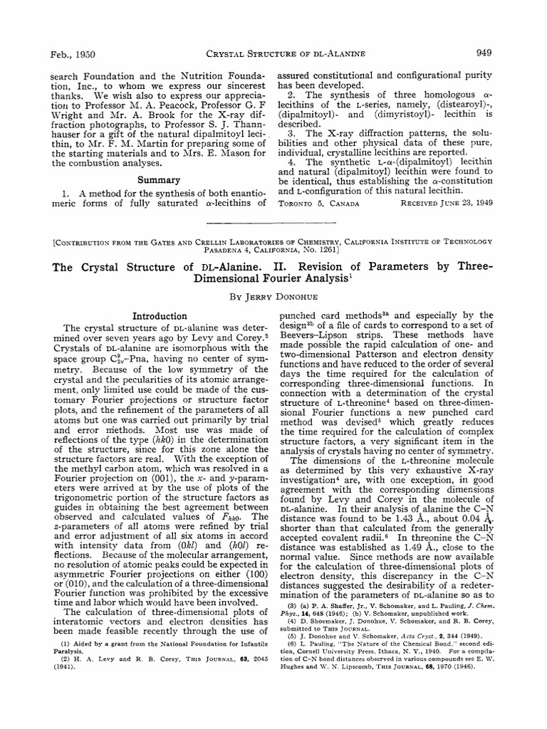 Crystal Structure of DL-Alanine | PDF | Chemical Bond | Electron