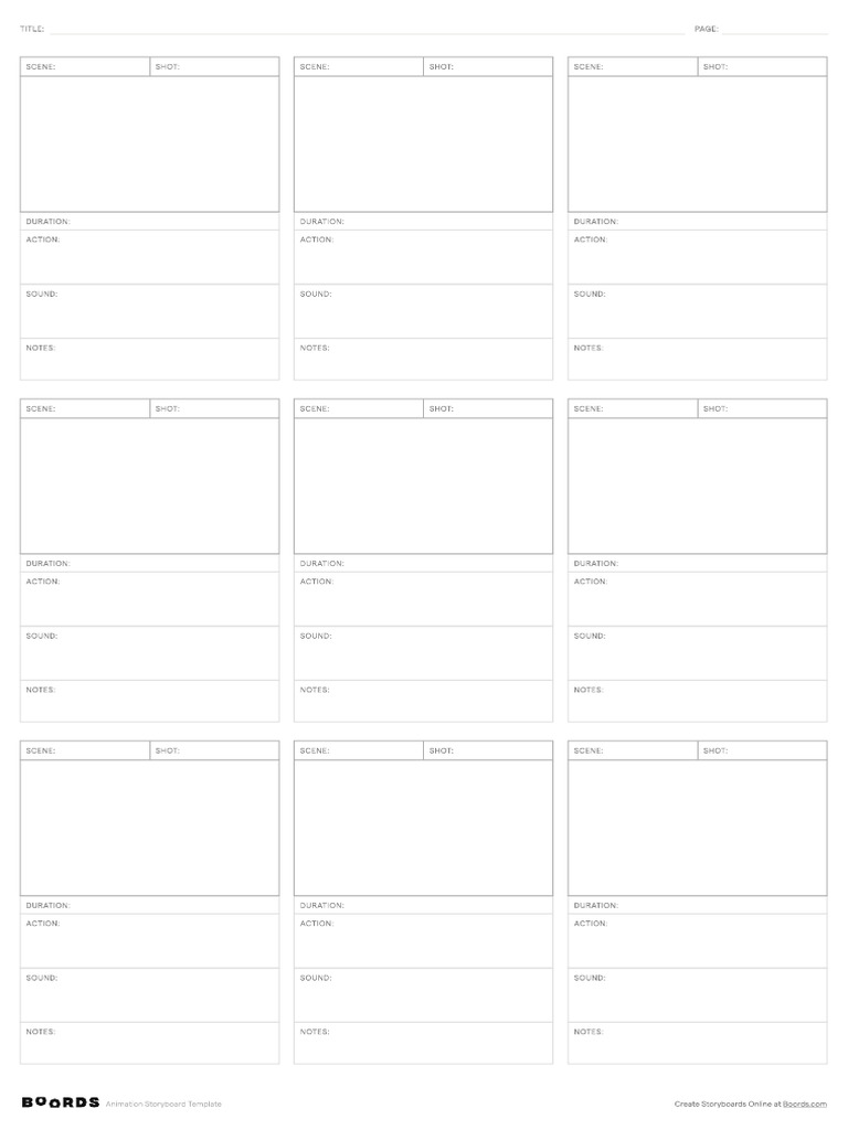 Animation Storyboard Template A3 9 Panel Vertical | PDF