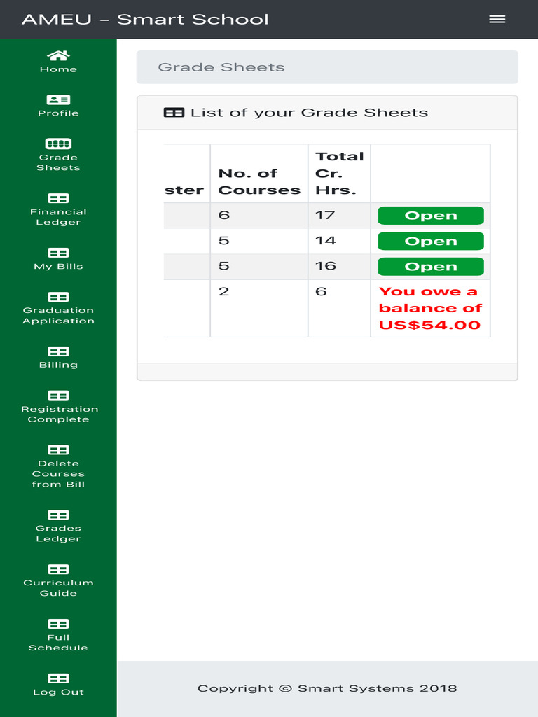 AMEU Smart School Grade Sheets Access | PDF