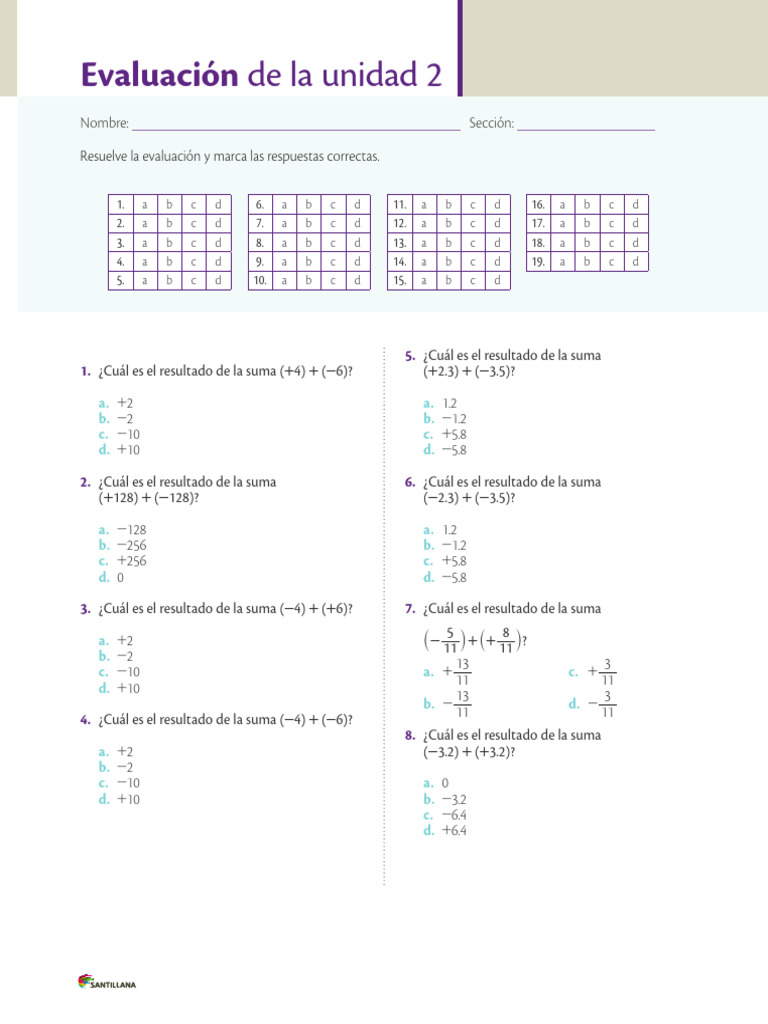 Evaluación de La Unidad 2 | PDF