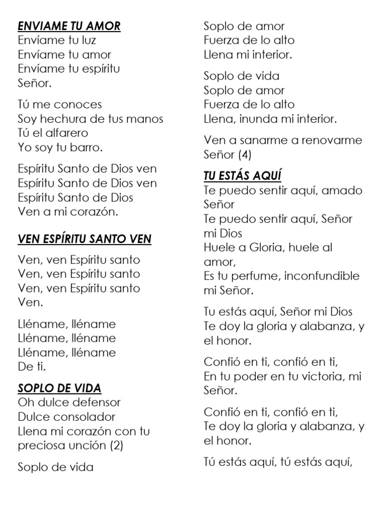 Cantos Adoraciã N y Animaciã N | PDF | espíritu Santo | Amor