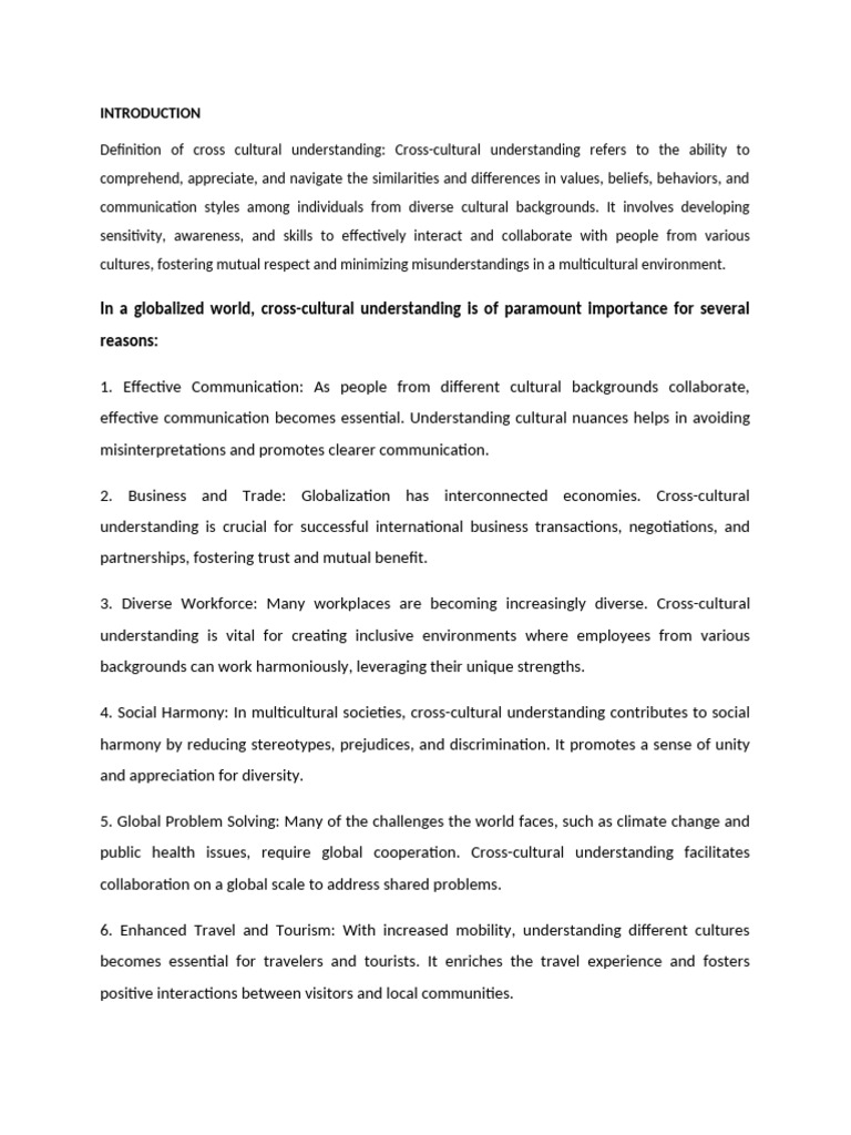 Cross - Cultural Understanding | PDF | Cross Cultural Communication ...
