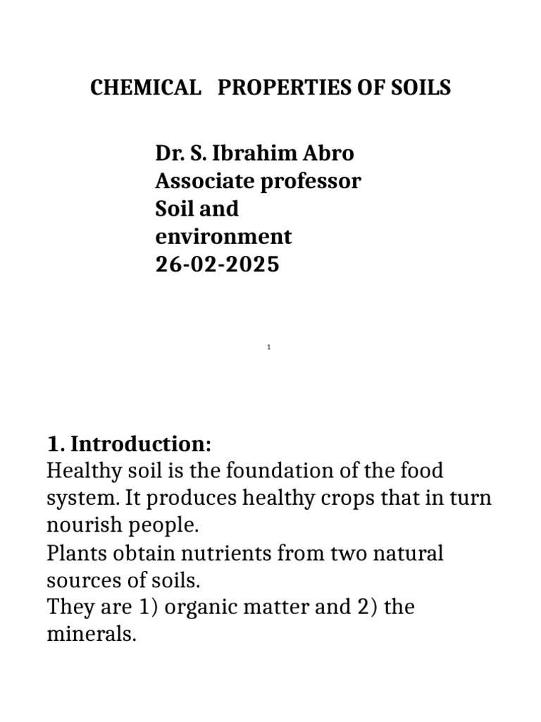 Soil Chemical Properties Overview | PDF | Ph | Soil