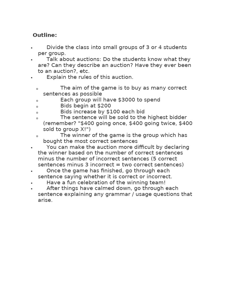 Correct Sentences Auction | PDF | Auction