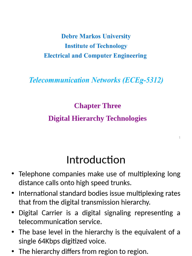 Digital Hierarchy Technologies | PDF | Multiplexing | Computer Networking