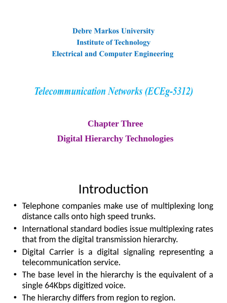 Digital Hierarchy Technologies-1 | PDF | Multiplexing | Digital Technology