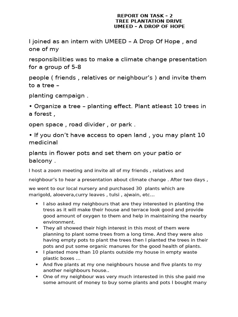 Tree Plantation Drive Report | PDF | Landscape | Natural Environment