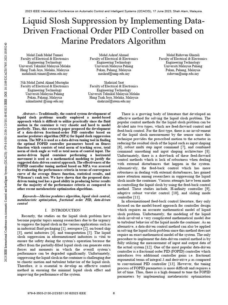 Liquid Slosh Suppression by Implementing Data-Driven Fractional Order ...