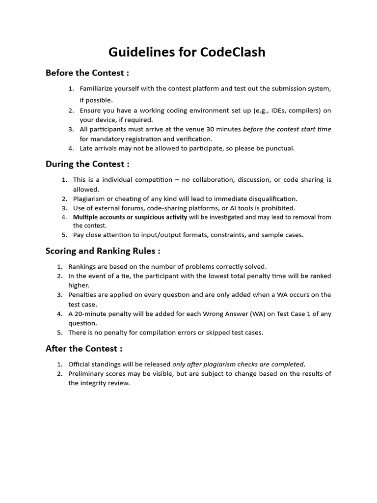 Guidelines For CodeClash | PDF