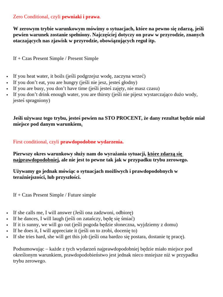 Tryby Warunkowe - Wszystkie I Mieszane Conditionals | PDF