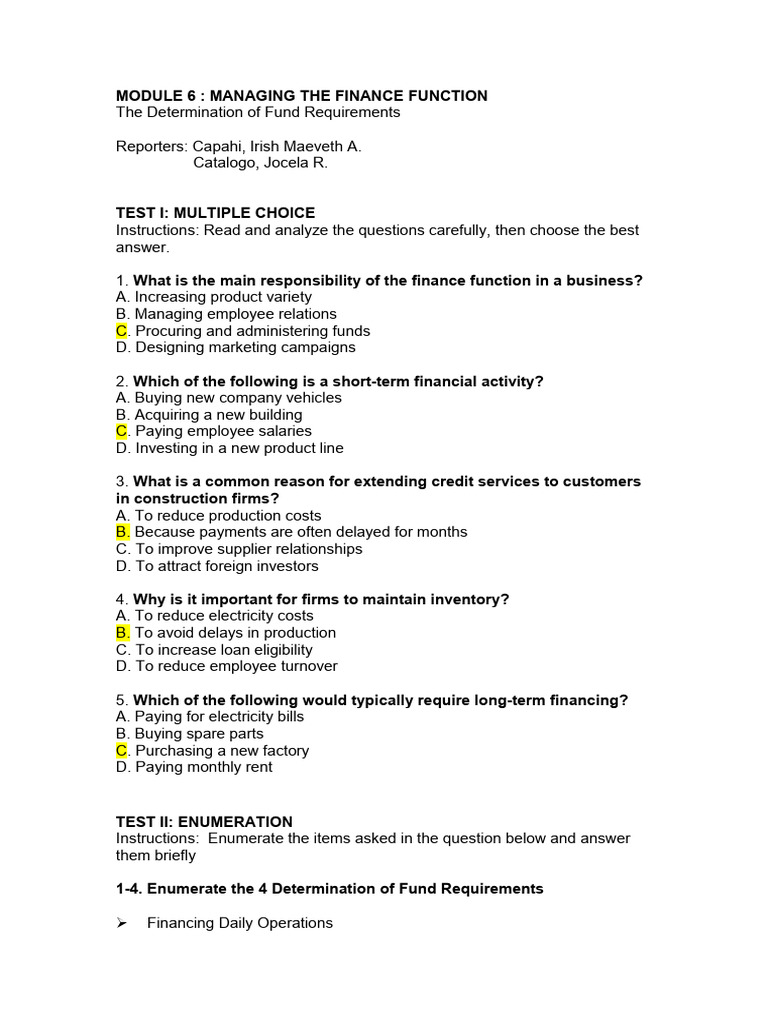 Fund Requirements in Finance Management | PDF