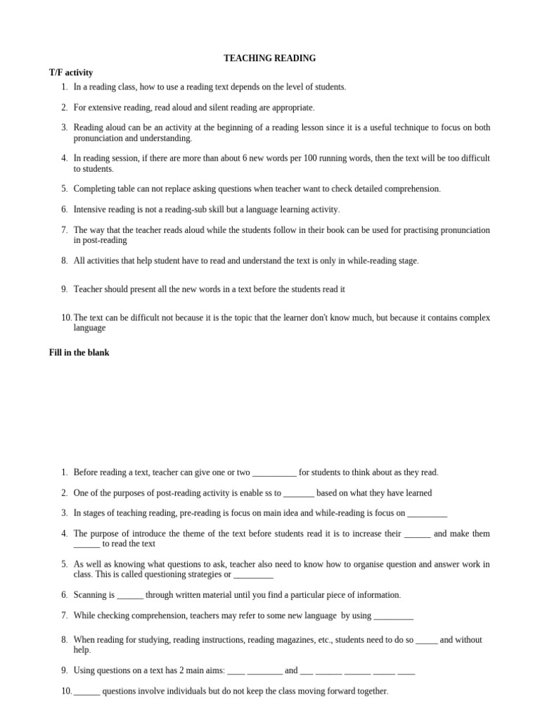 ELT2 Group 4 Teaching Reading | PDF | Reading Comprehension | Learning ...