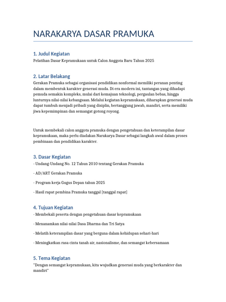 Narakarya Dasar Pramuka Lengkap | PDF