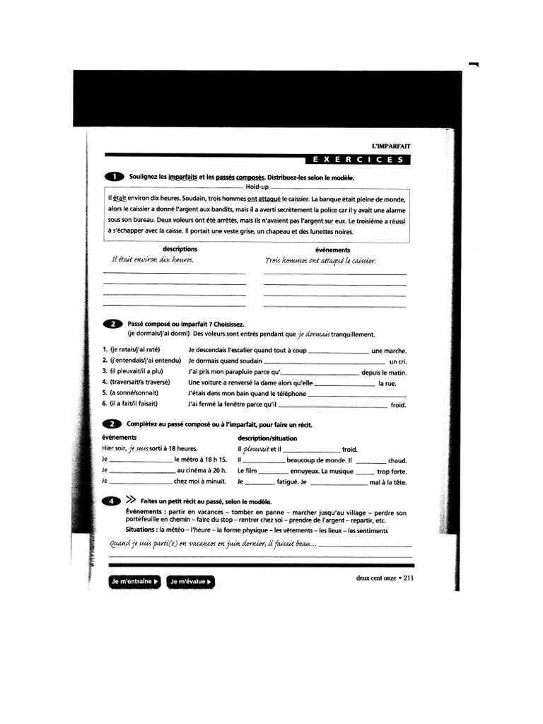 Exercices Alternance Imparfait Et Passé Composé | PDF