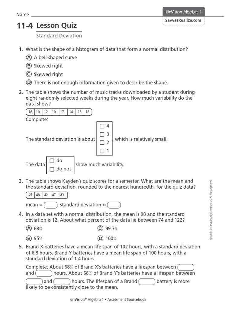 Normal Distribution and Standard Deviation Quiz | PDF