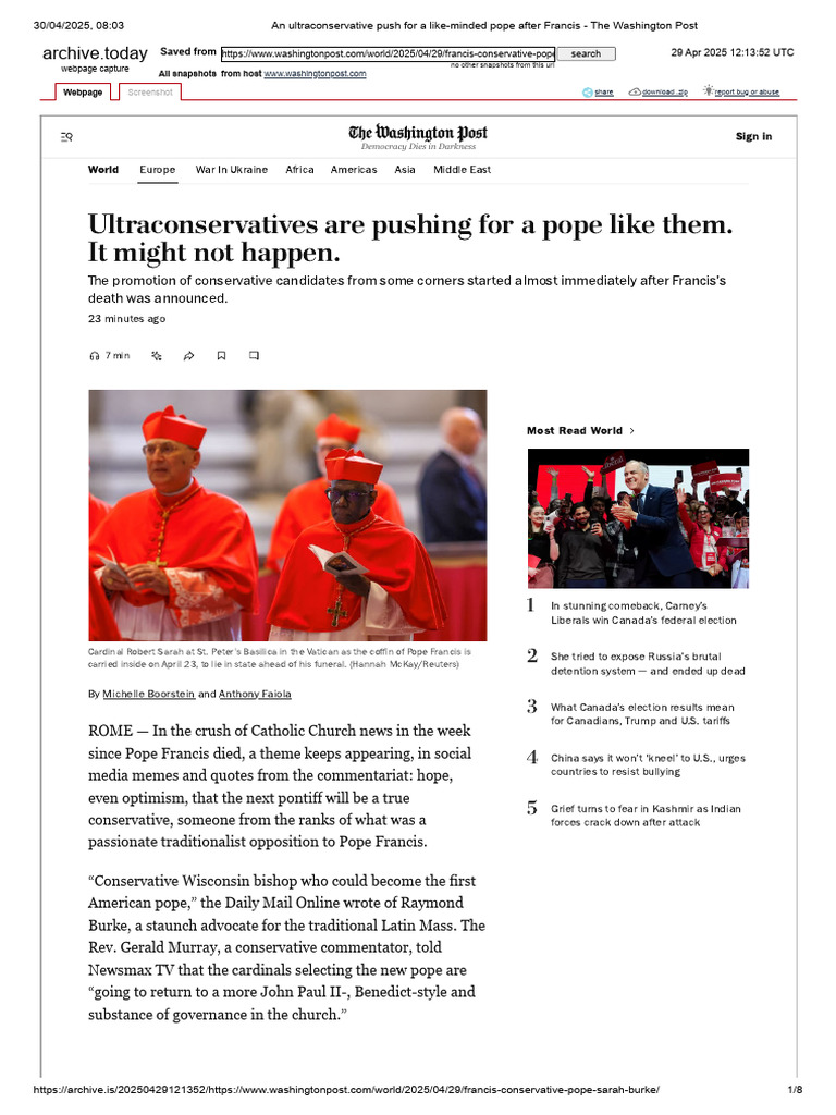 An ultraconservative push for a like-minded pope after Francis - The ...