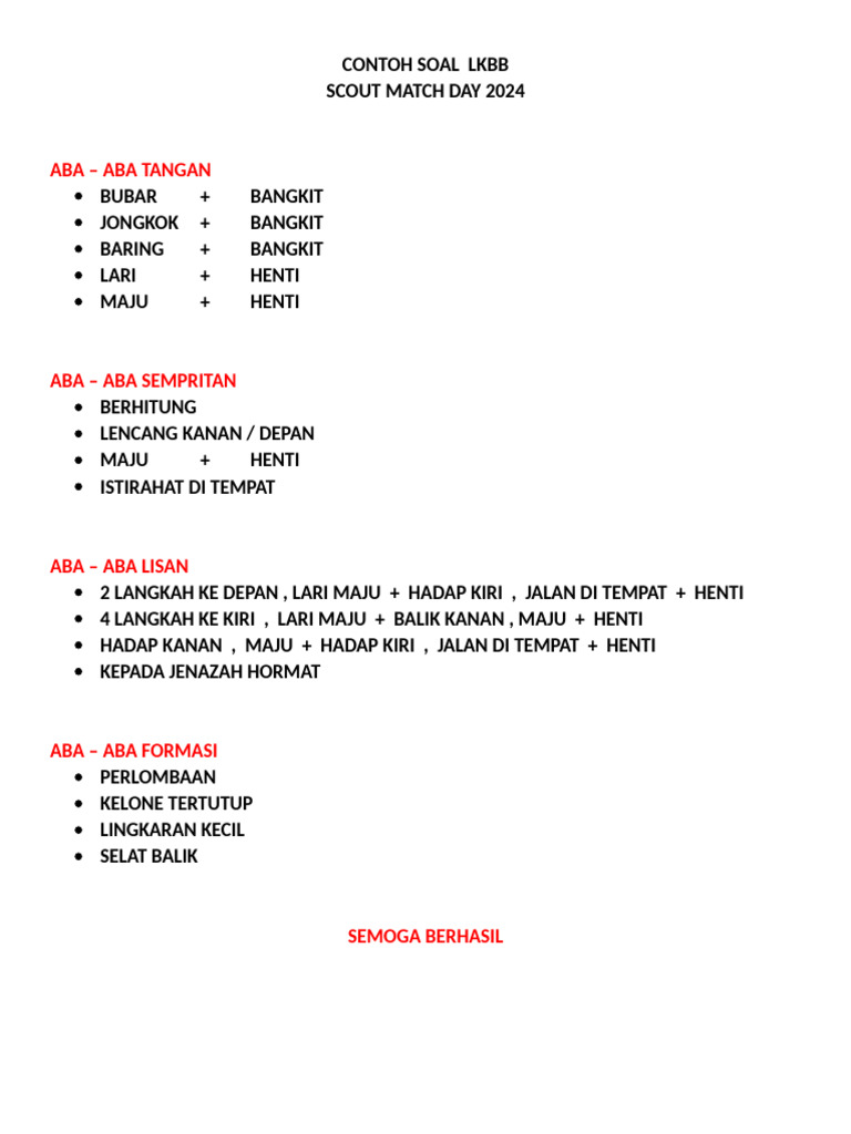 Contoh Soal Lkbb Smd 1 | PDF