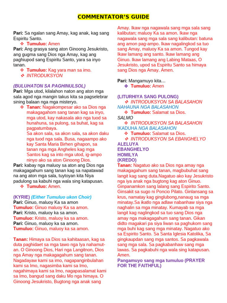 Commentators Guide | PDF