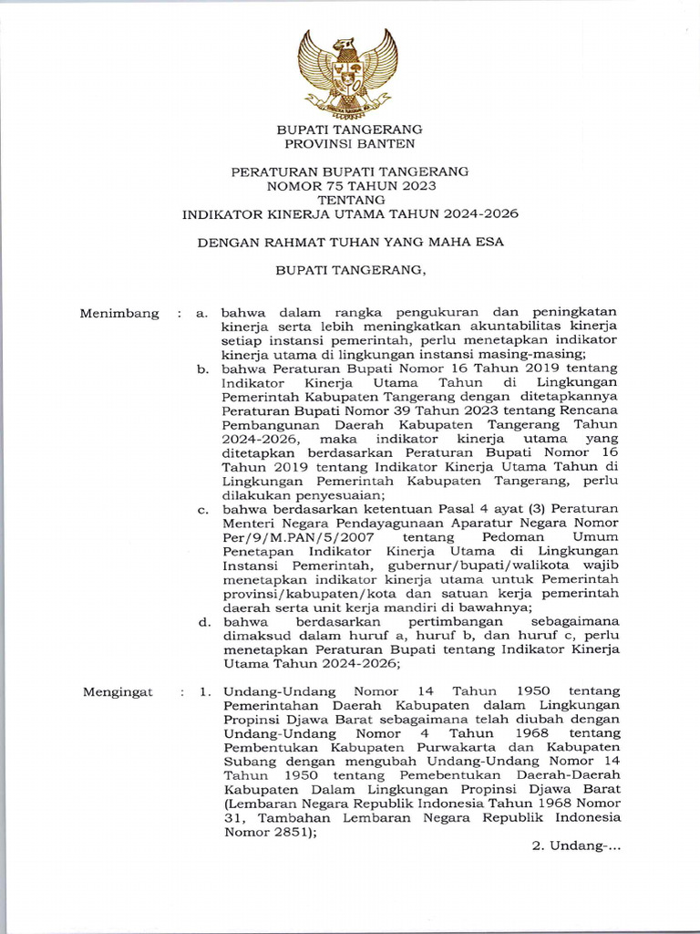 Perbup - IKU Tahun 2024-2026 | PDF