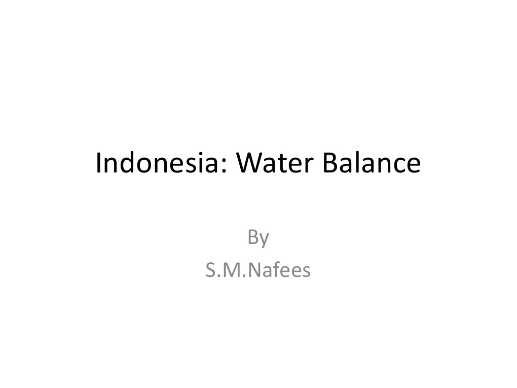 Water Balance In Indonesia Pdf Water Resources Environmental