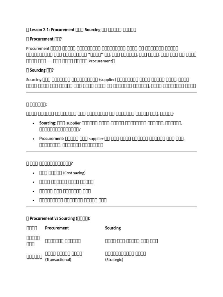 Module 2 Procurement and Sourcing | PDF