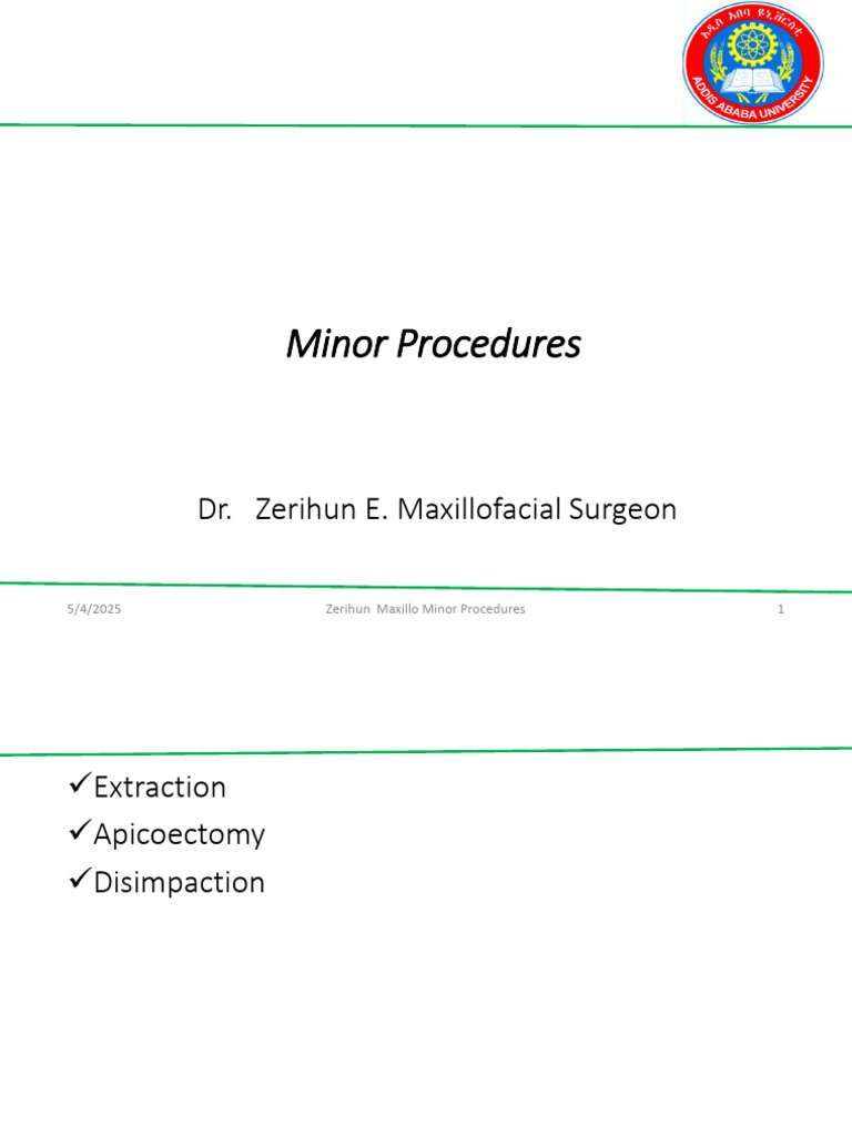 Minor Procedures Original | PDF | Human Tooth | Dental Anatomy
