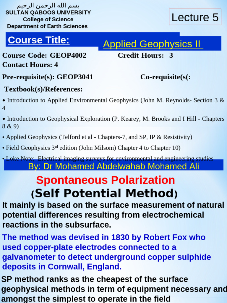 GEO4002-2023-Lecture5 Final | PDF | Electricity | Physical Sciences