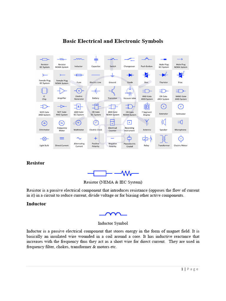 Lecture 2 CAD Basic Electrical Electronic Symbols | PDF | Amplifier | Inductor