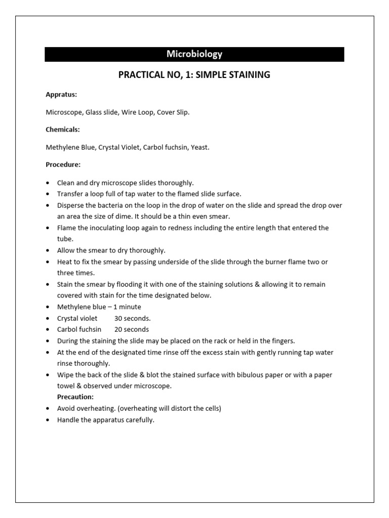 Microbiology and Biochemistry Practical Guide | PDF | Staining | Chemistry