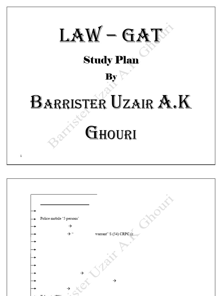 Law GAT by Barrister Uzair Ghouri | PDF | Bail | Arrest